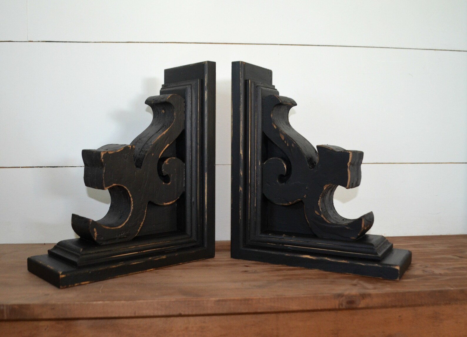 Chunky Distressed Set of Corbels...black Corbels | Etsy