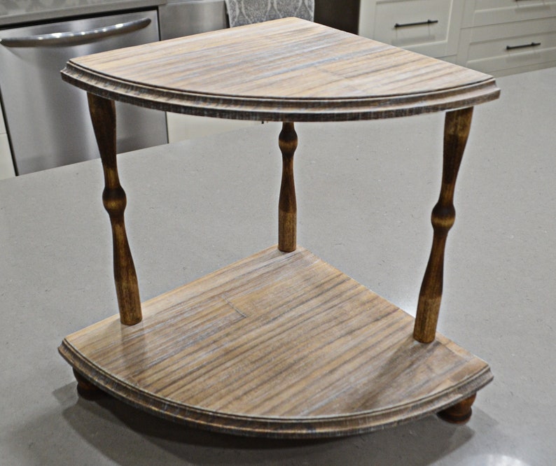 Double Tiered Corner Shelf...farmhouse Shelf...weathered Wood - Etsy