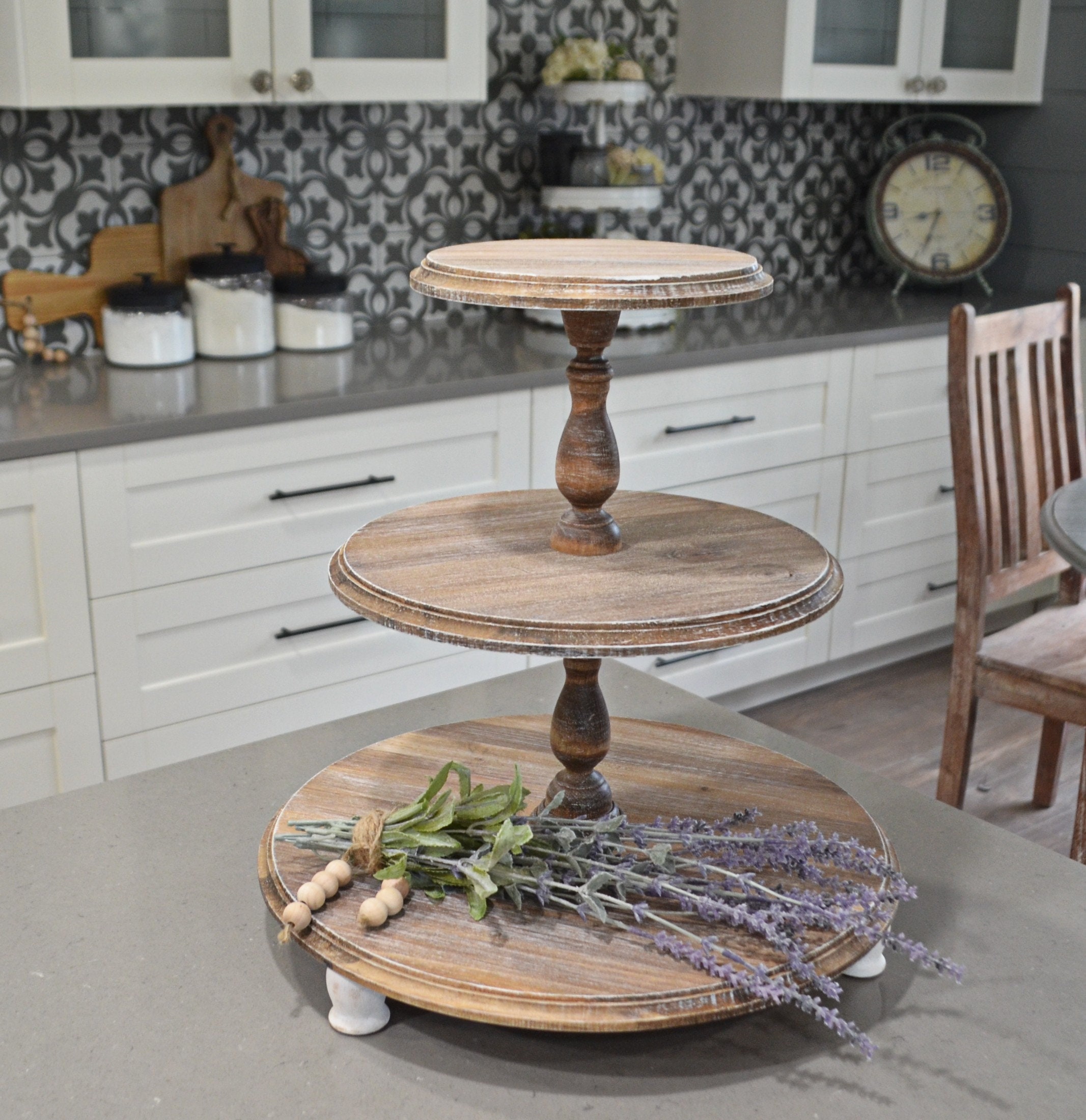 Round Three Tiered Tray...farmhouse Tray...triple | Etsy