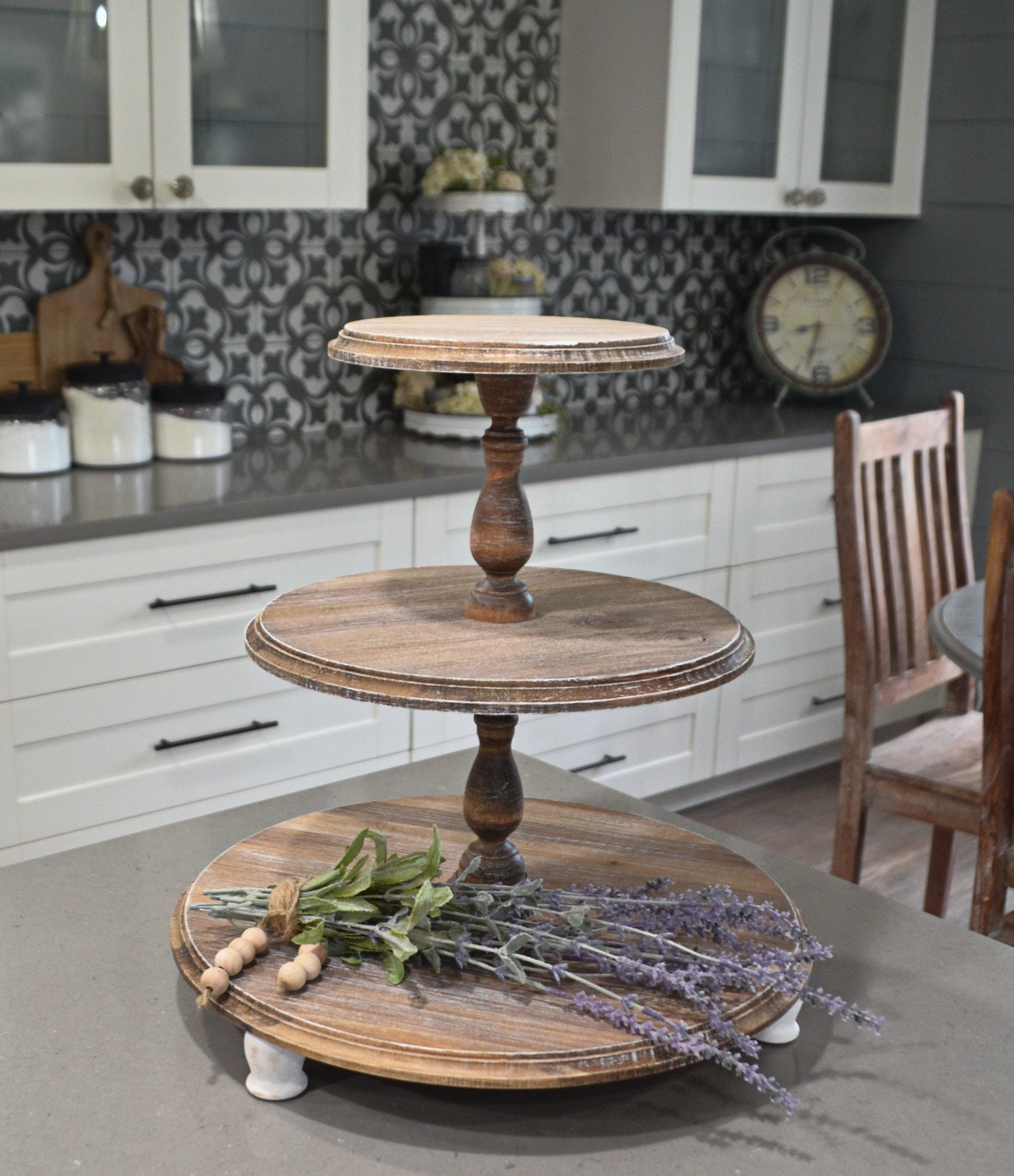 Round Three Tiered Tray...farmhouse Tray...triple | Etsy