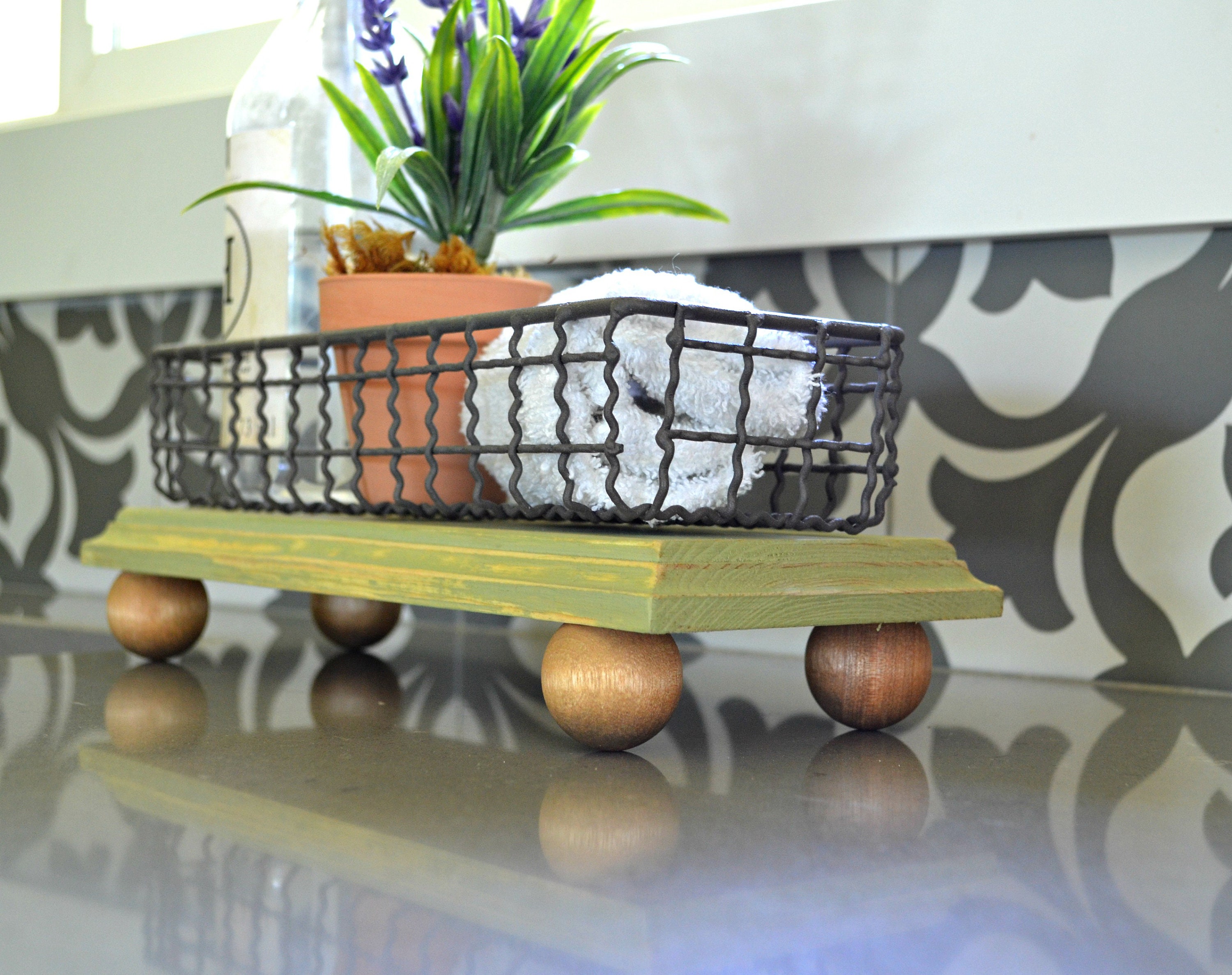 Handmade Wood Riser With Tray...wood Stand...rustic Wood - Etsy
