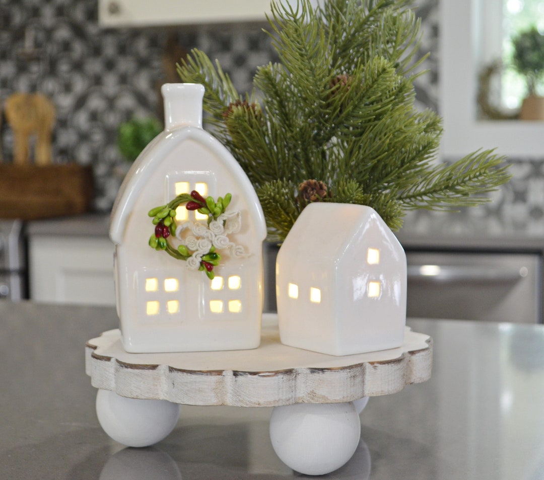 Scalloped Edge Riser...decor Stand...farmhouse Riser...rustic White ...