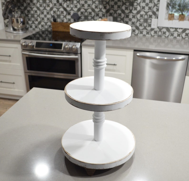 White Farmhouse Three Tiered Tray...triple Riser...farmhouse - Etsy