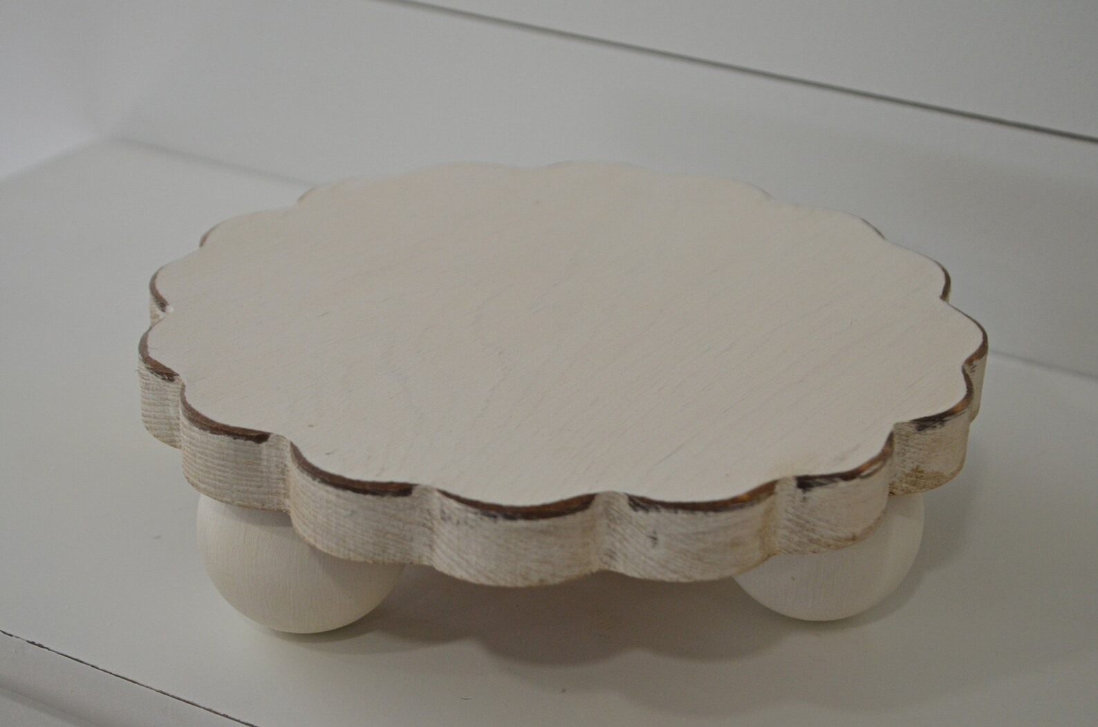 Scalloped Edge Riser...decor Stand...farmhouse Riser...rustic White ...