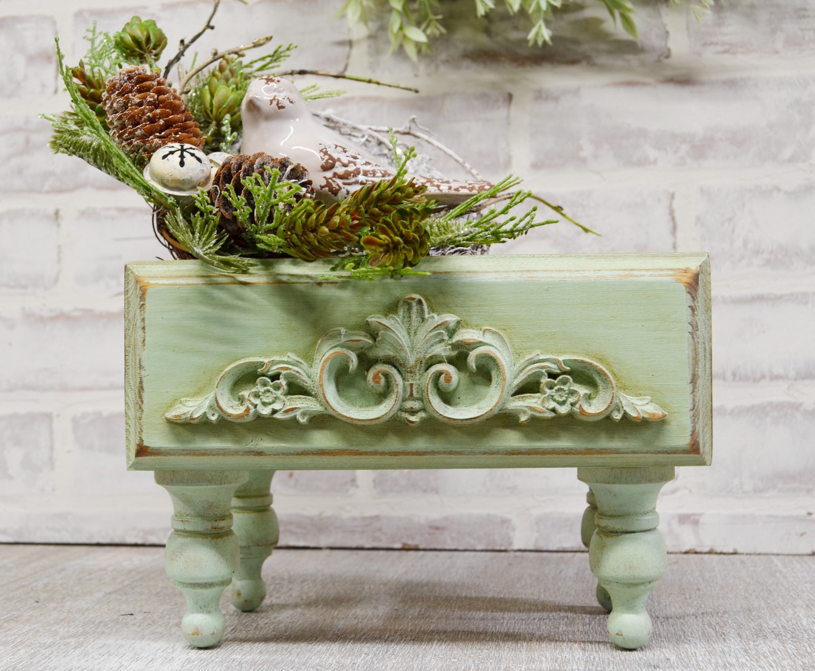 Decorative Farmhouse Box...farmhouse Caddy...green Deco - Etsy