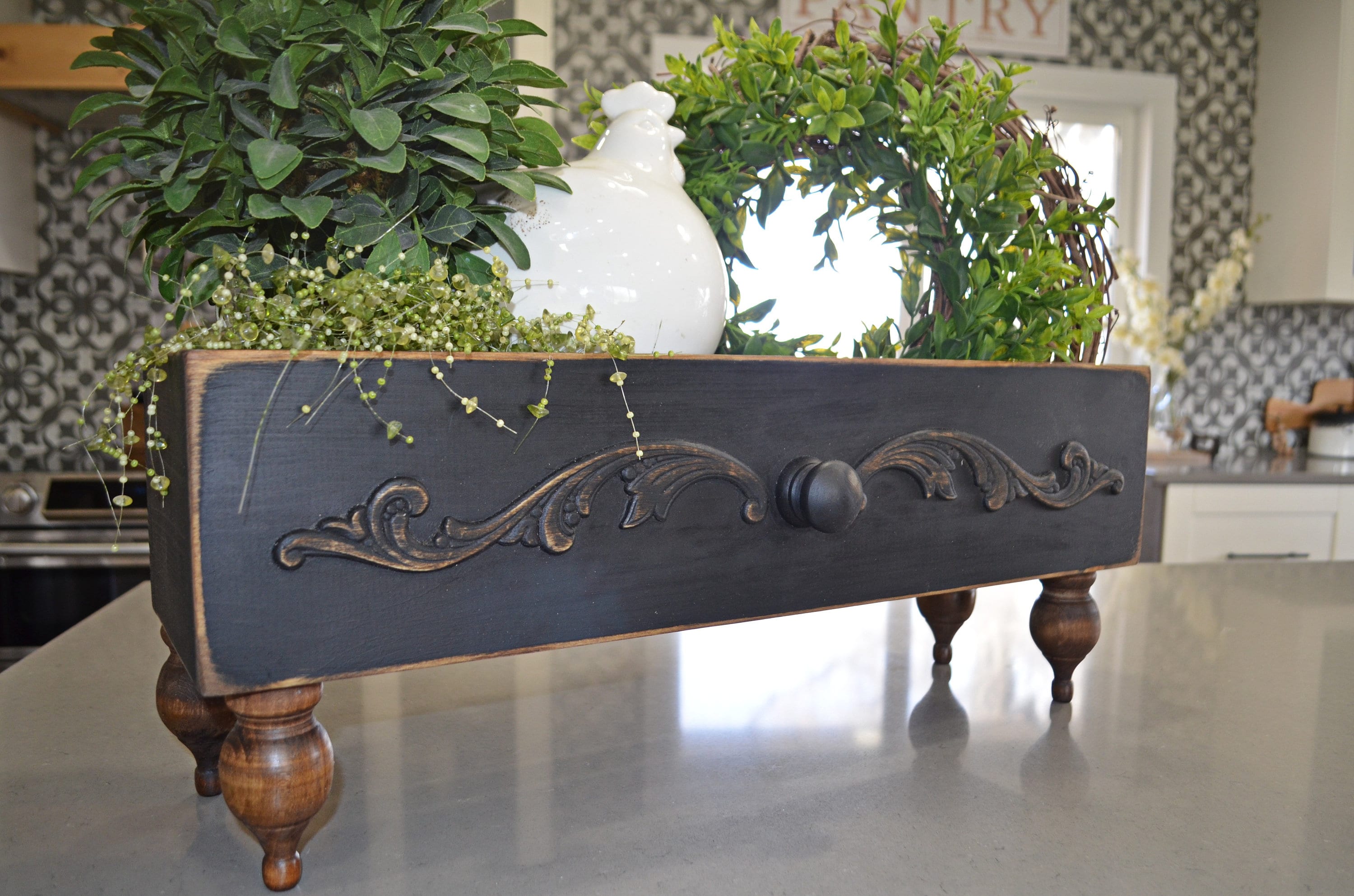 Decorative Farmhouse Box...farmhouse Caddy...xl Black Box Riser...tall ...