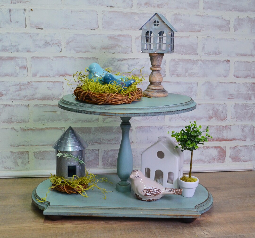 EXTRA LARGE Oval Farmhouse Wood Tray...double Tiered Tray...riser ...