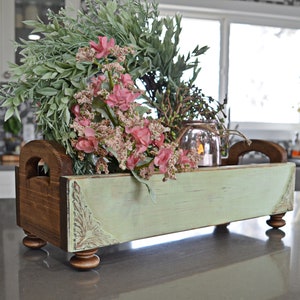 Green Farmhouse Caddy...wood Caddy...farmhouse Centerpiece...caddy With ...