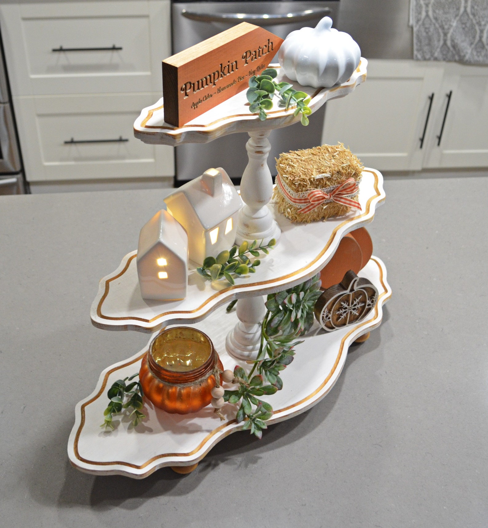 Distressed White Farmhouse Tray...three Tiered Tray...triple - Etsy