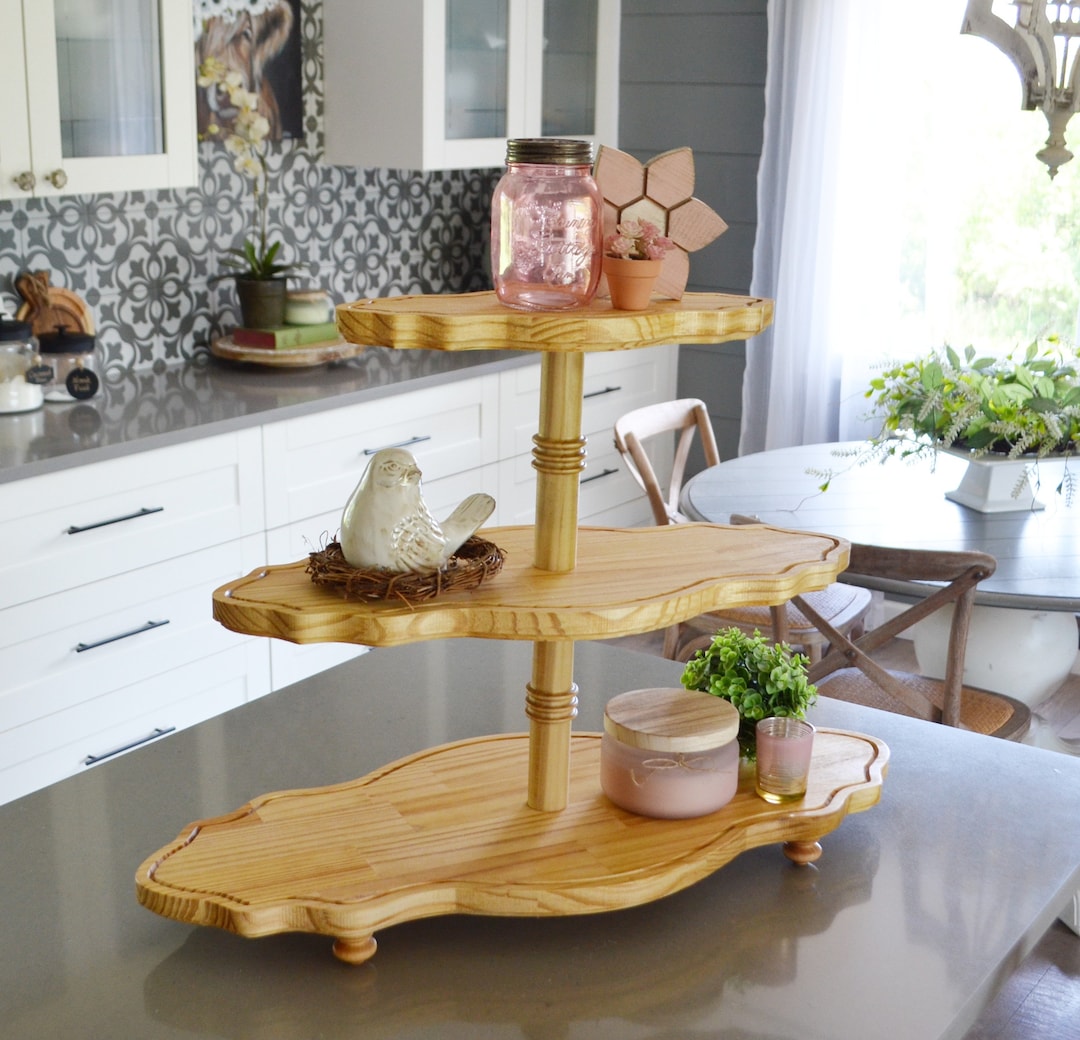 Extra Large Chunky Three Tiered Tray: Farmhouse Decor Riser - Etsy