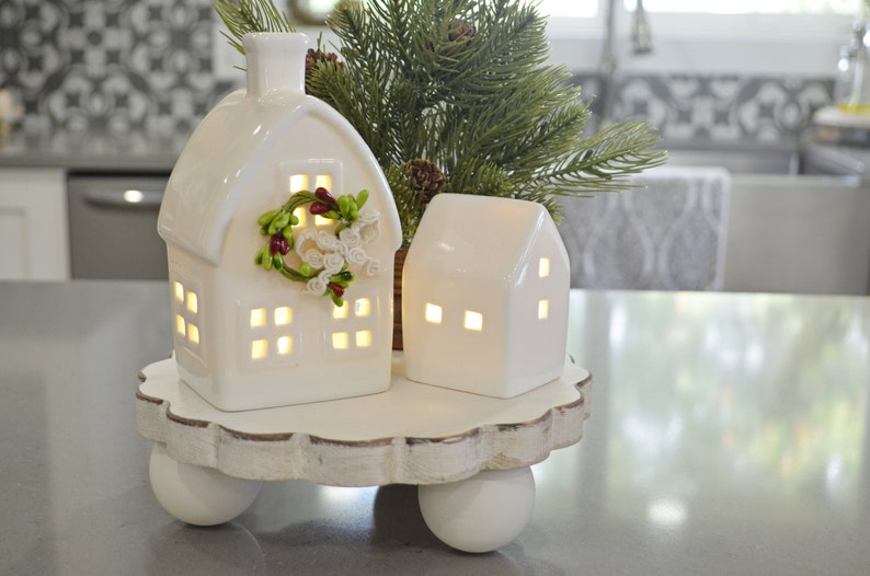 Scalloped Edge Riser...decor Stand...farmhouse Riser...rustic White ...