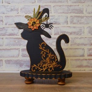 Halloween Cat...black Cat...fancy Fall Cat...halloween Tray Decor...cat ...