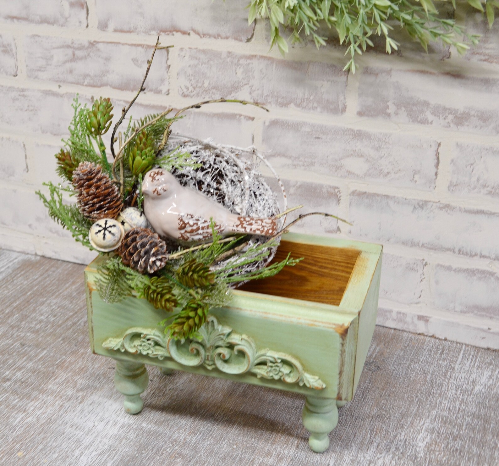 Decorative Farmhouse Box...farmhouse Caddy...green Deco Box...home ...