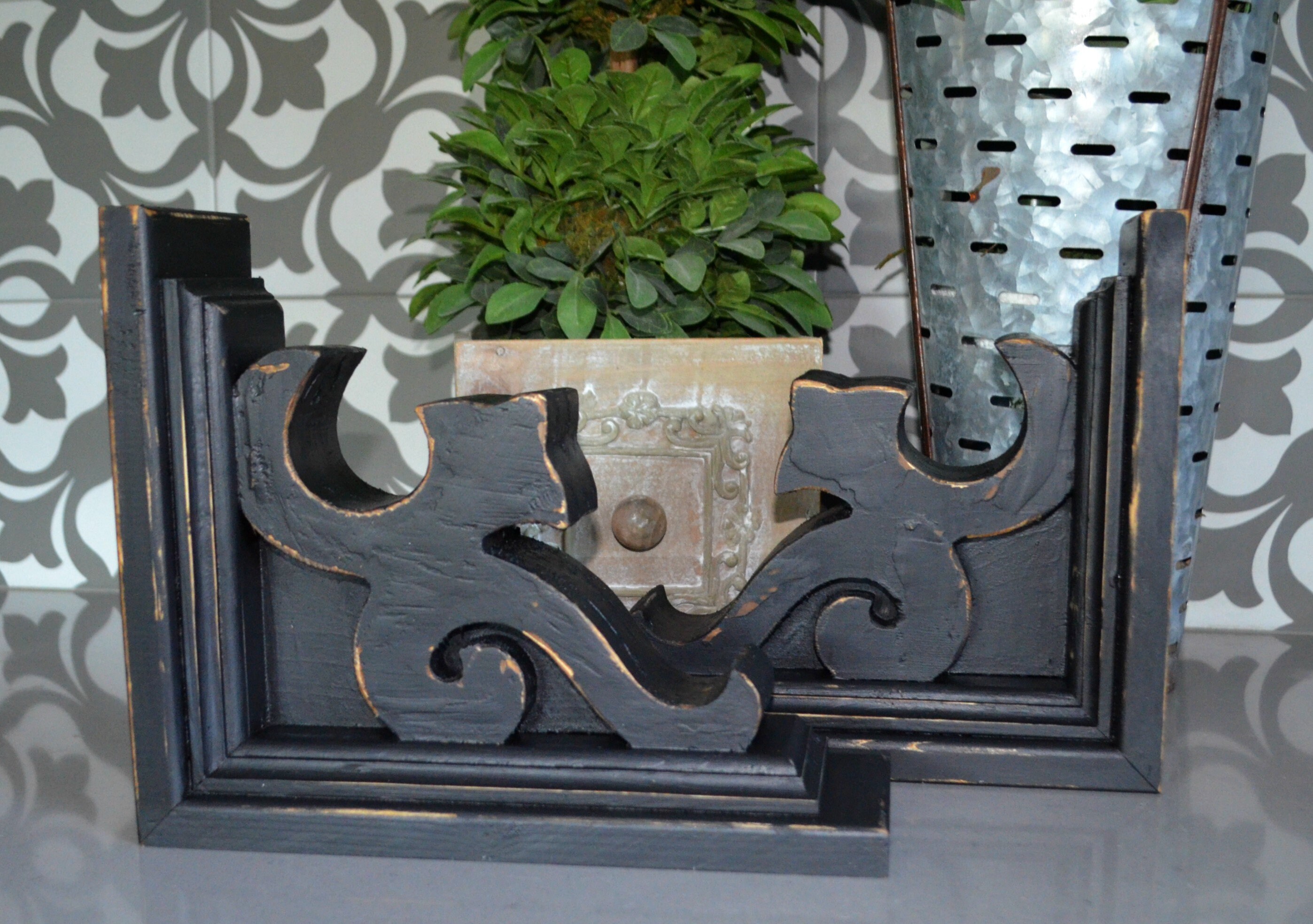 Chunky Distressed Set of Corbels...black Corbels - Etsy