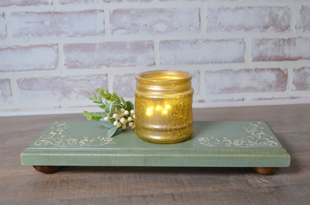 Engraved Riser...green Riser...farmhouse Wood Riser...rectangle Riser ...