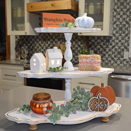 Distressed White Farmhouse Tray...three Tiered Tray...triple - Etsy