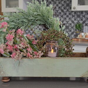 Green Farmhouse Caddy...wood Caddy...farmhouse Centerpiece...caddy With ...