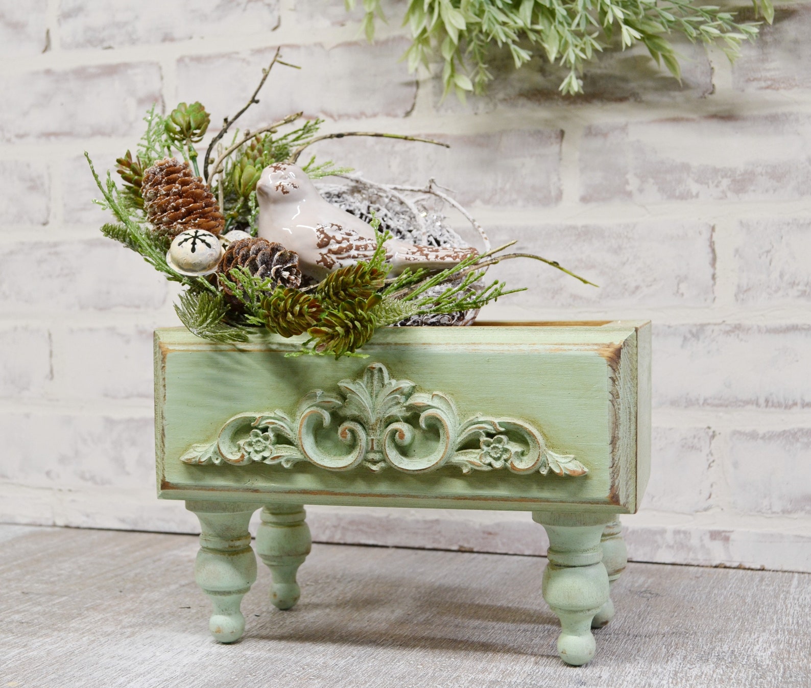 Decorative Farmhouse Box...farmhouse Caddy...green Deco Box...home ...