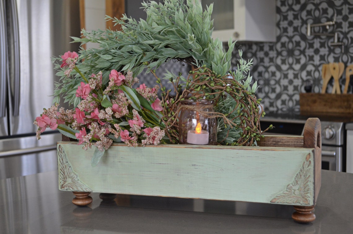 Green Farmhouse Caddy...wood Caddy...farmhouse - Etsy