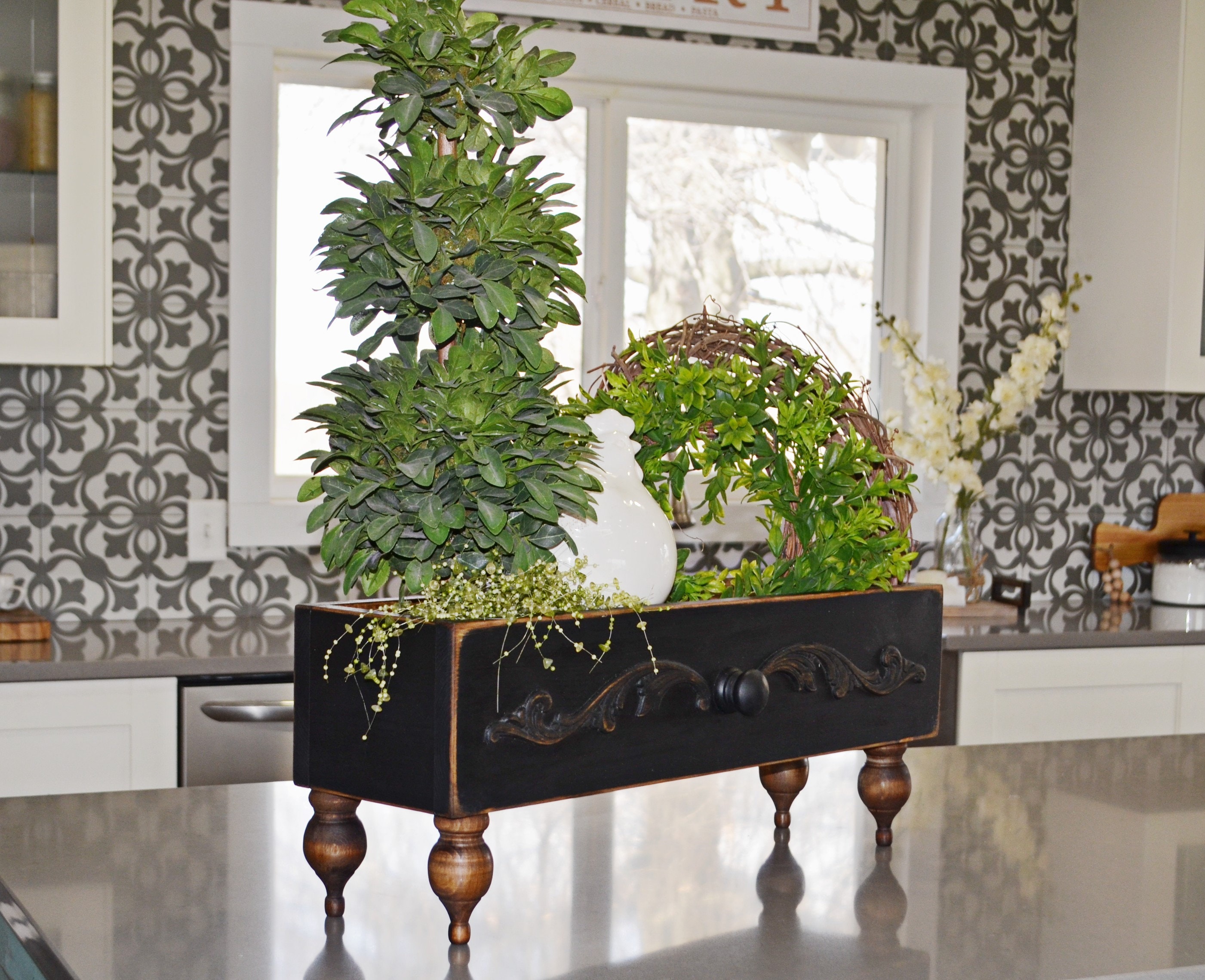 Decorative Farmhouse Box...farmhouse Caddy...xl Black Box Riser...tall ...