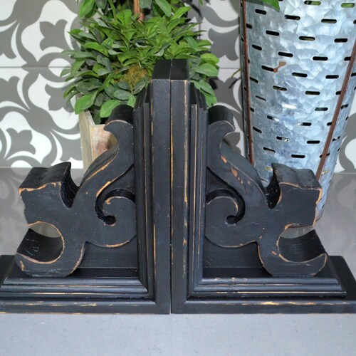 Chunky Distressed Set of Corbels...black Corbels | Etsy