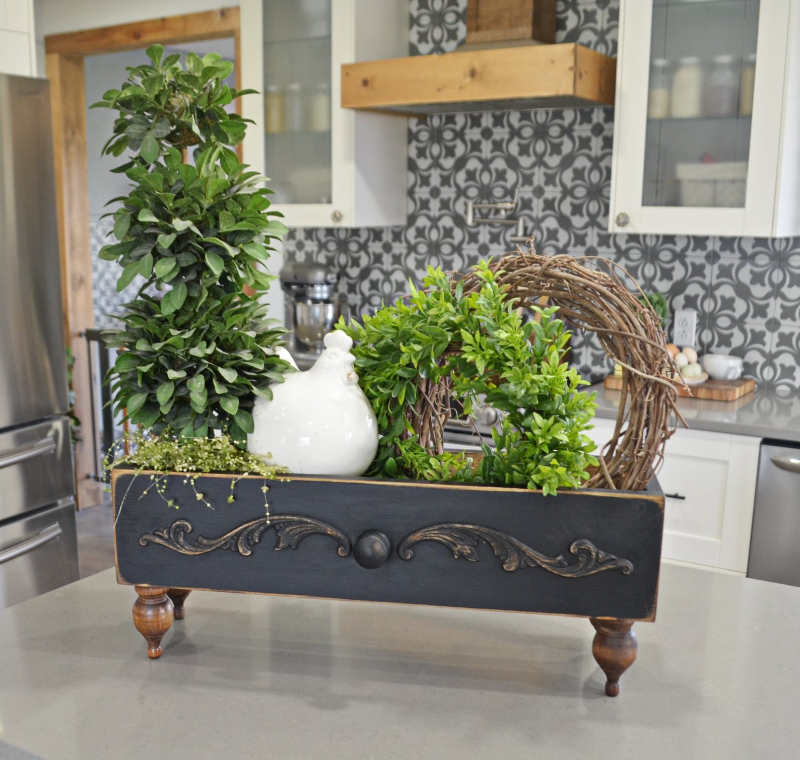 Decorative Farmhouse Box...farmhouse Caddy...xl Black Box Riser...tall ...