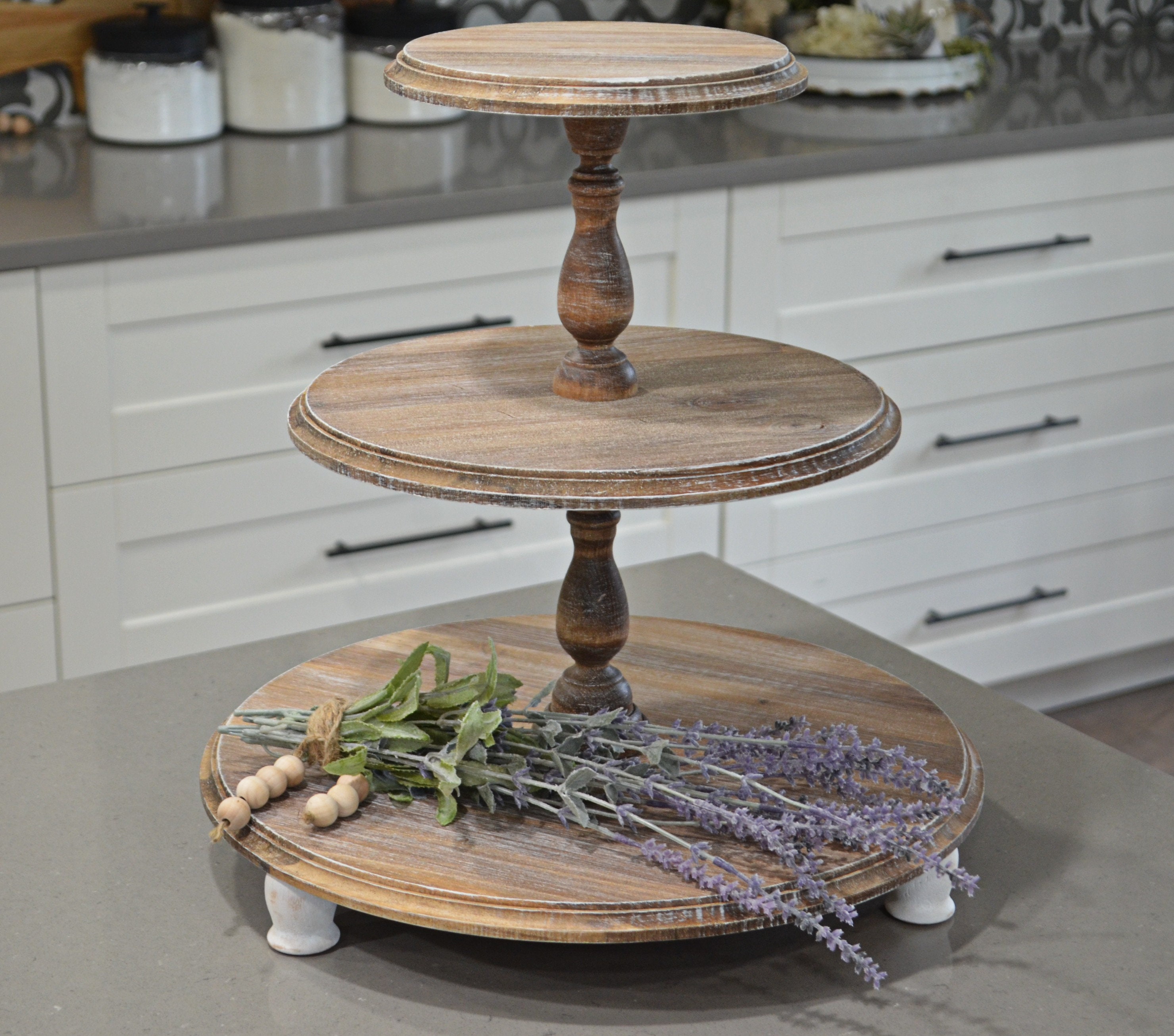 Round Three Tiered Tray...farmhouse Tray...triple - Etsy