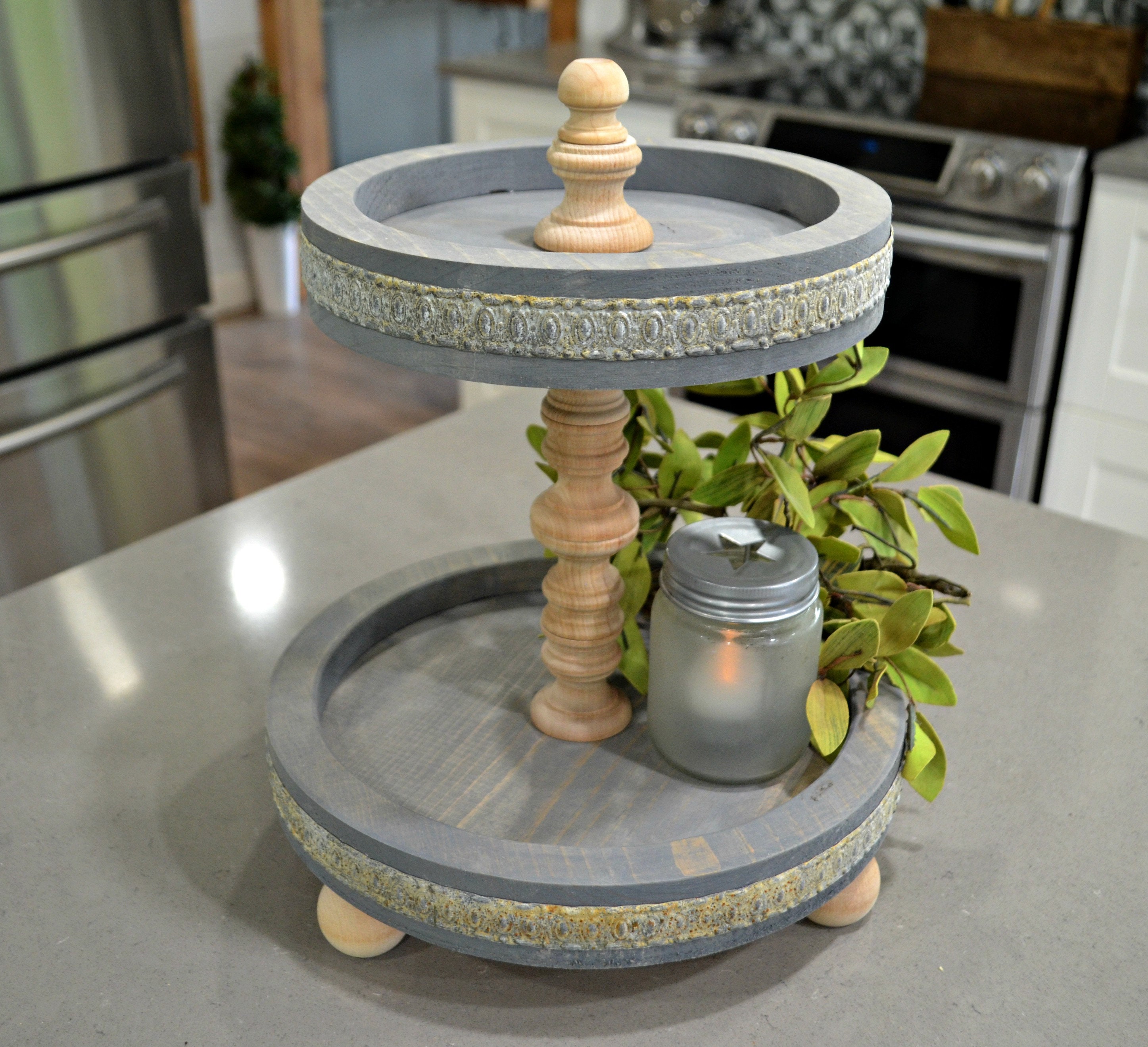 Farmhouse Tray...double Tiered Tray...farmhouse Wood - Etsy