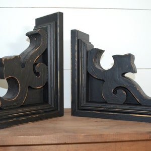 Chunky Distressed Set of Corbels...black Corbels - Etsy