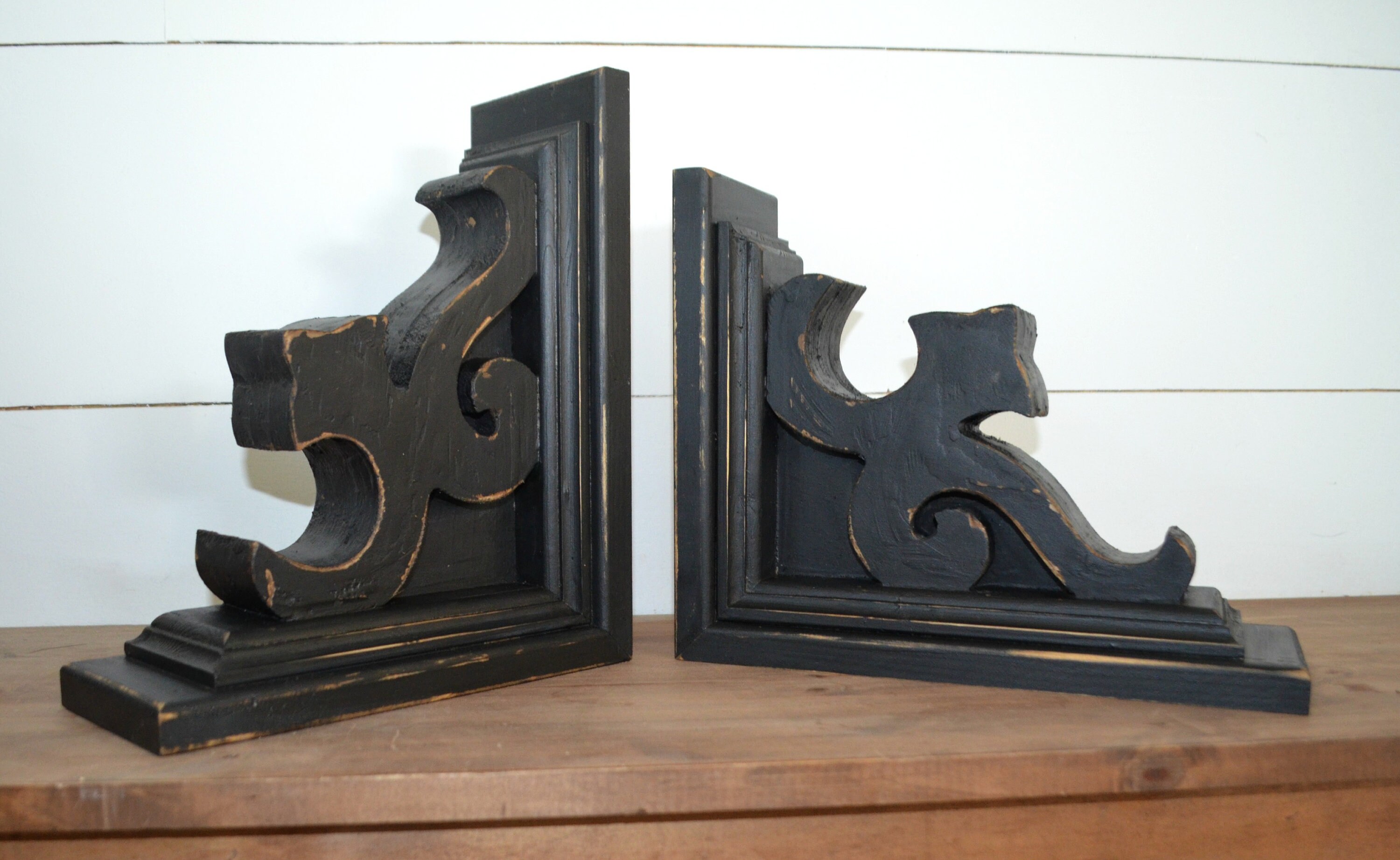 Chunky Distressed Set of Corbels...black Corbels - Etsy