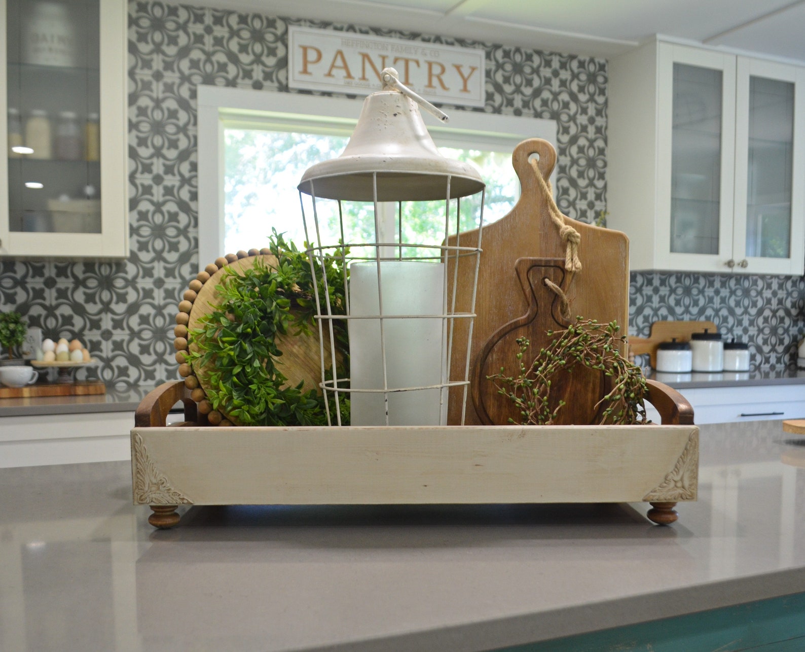 XL Farmhouse Caddy...wood Caddy...farmhouse Centerpiece...caddy With ...