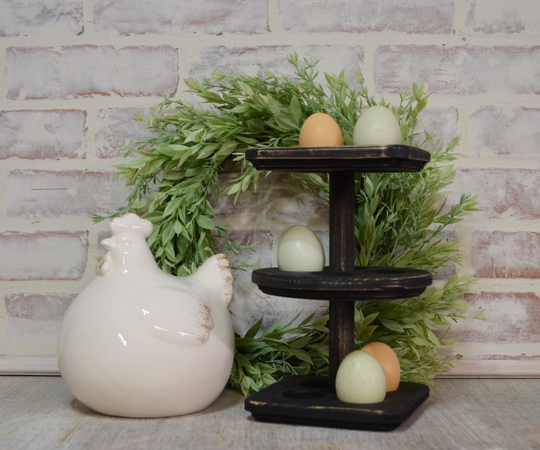 Petite Egg Holder...triple Tiered Egg Holder...fresh Eggs...farmhouse ...