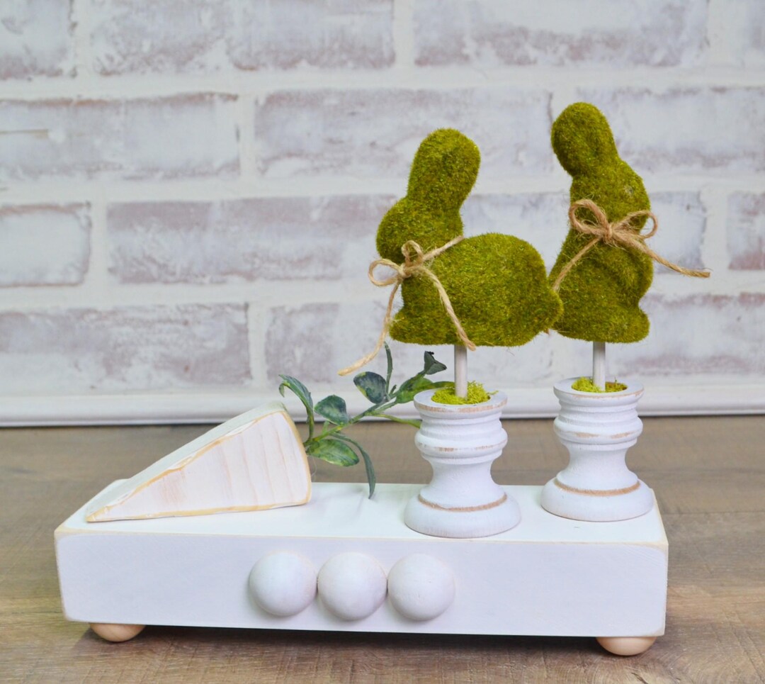Topiary Bunnies...easter Tray Decor...spring Decor...bunnies...shelf ...