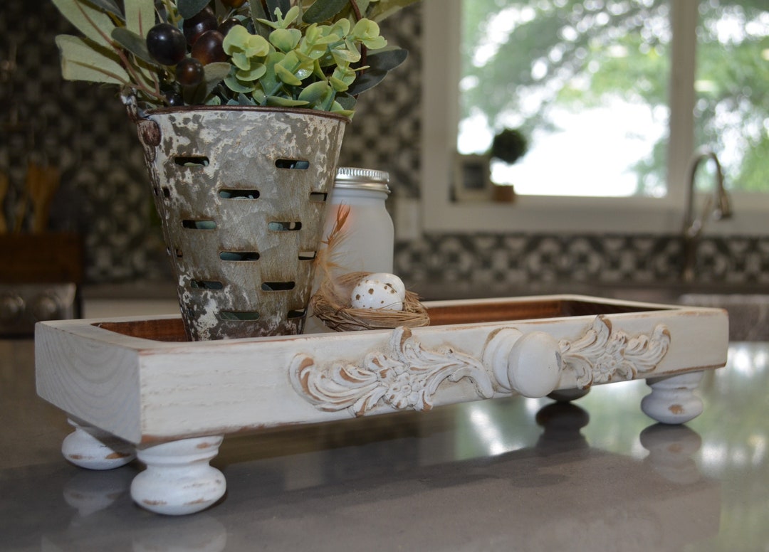 Distressed Antique White Riser...farmhouse Wood Riser...rectangle Riser ...