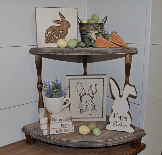 Double Tiered Corner Shelf...farmhouse Shelf...two Tiered | Etsy