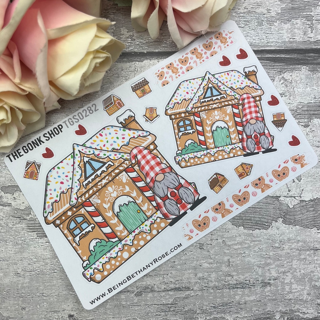 Gonk, Gnome Gingerbread House Planner Stickers Journalling, Bullet ...