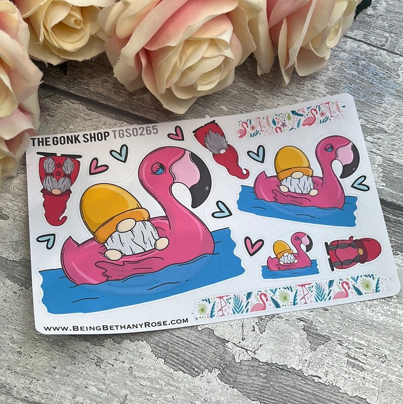 Pool Inflatable Flamingo Holiday Gonk Gnome Stickers - Etsy