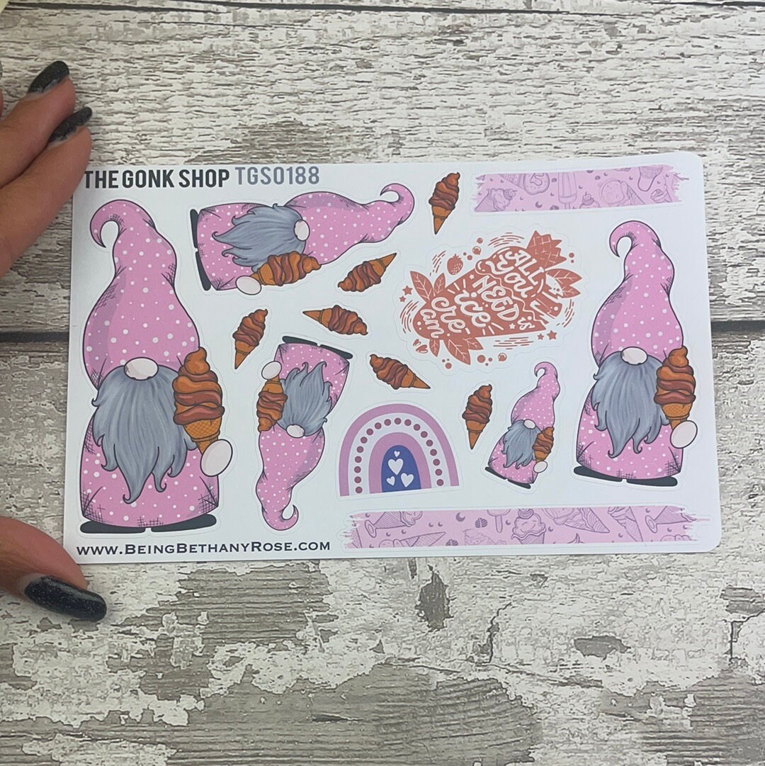 Ice Cream Cone Summer Gonk / Gnome Journalling Planner Stickers ...