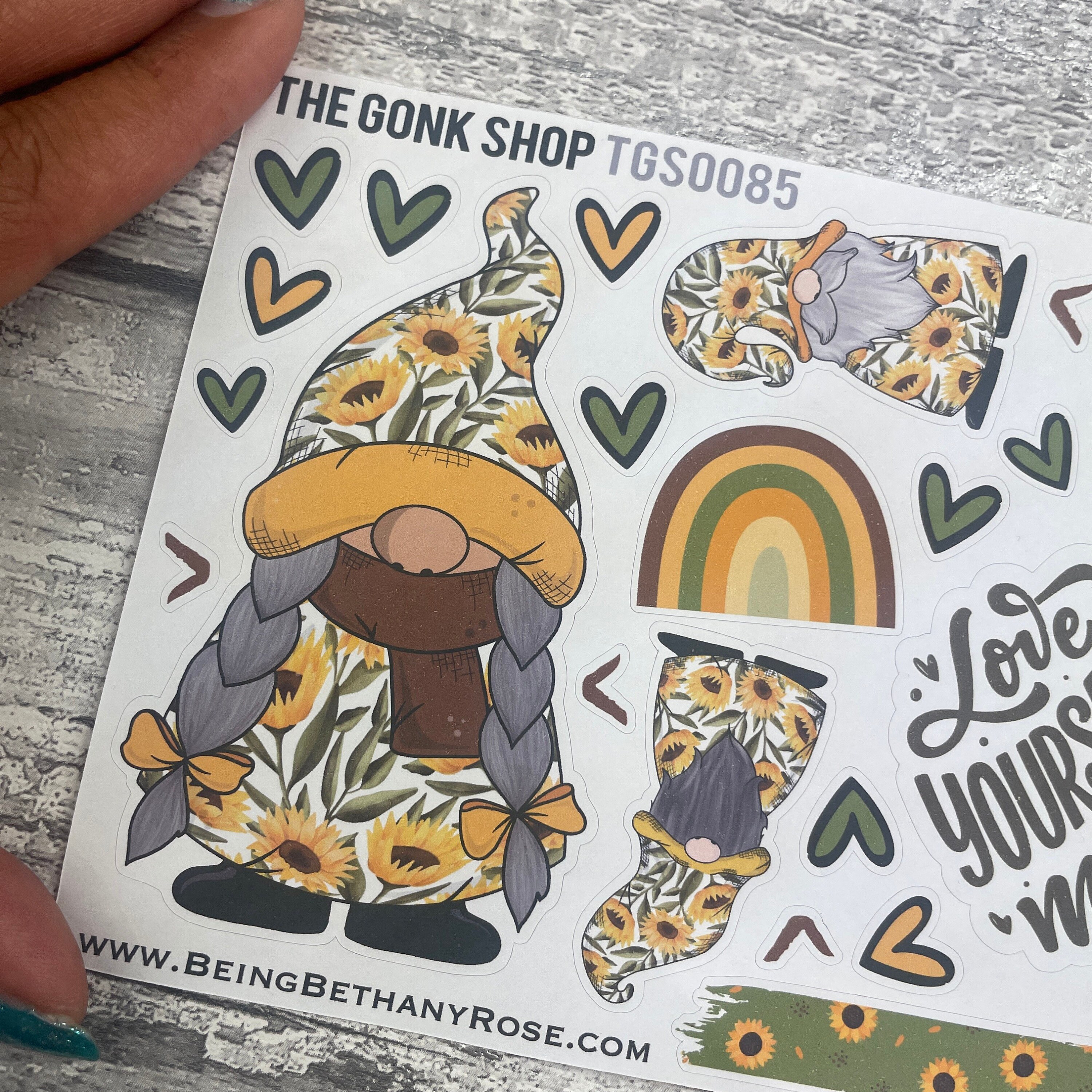 Sunflower Gonk Chip / Gnome Planner Stickers Journalling / Bullet ...