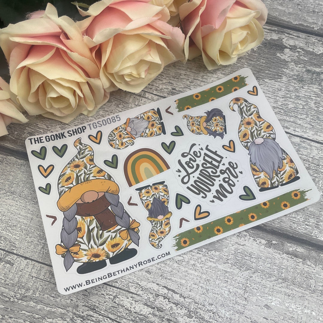 Sunflower Gonk - Chip / Gnome - Planner Stickers | Journalling / Bullet ...