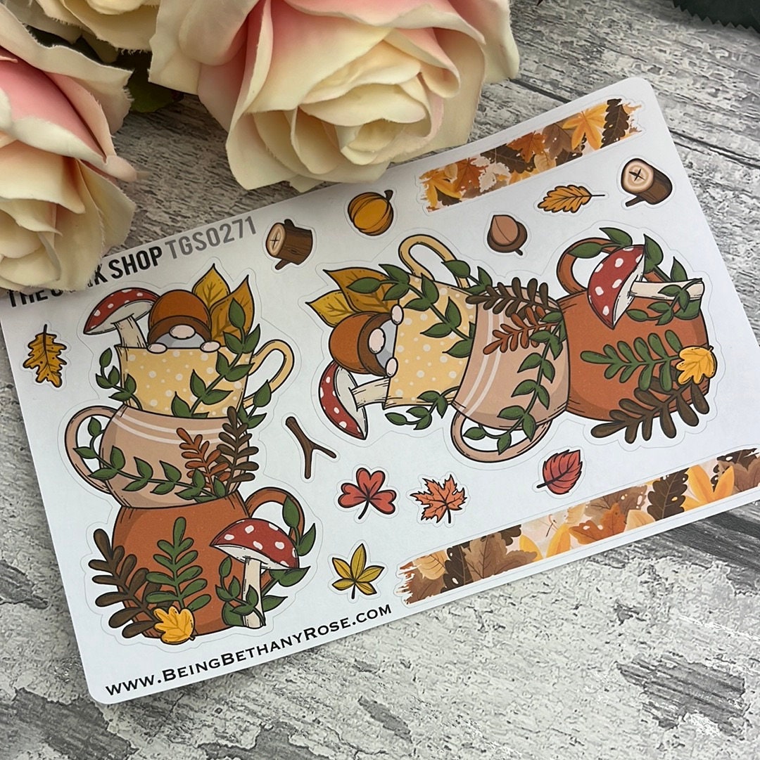 Autumn, Fall Woodland Cup Gonk, Gnome Plannerstickers (TGS0271 ...