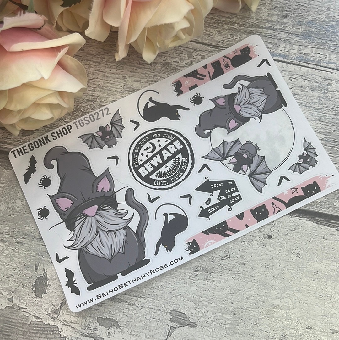 Black Cat, Full Moon, Halloween Gonk Stickers TGS0272 Planner Stickers ...