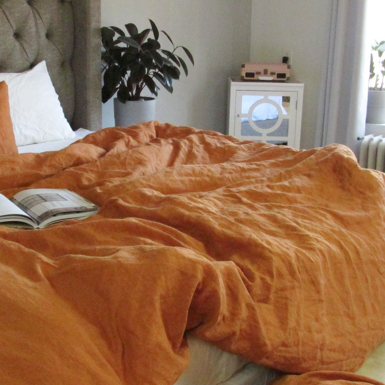 Linen Duvet Cover in Rust. Washed Linen Bedding. Rustic Linen. Natural ...