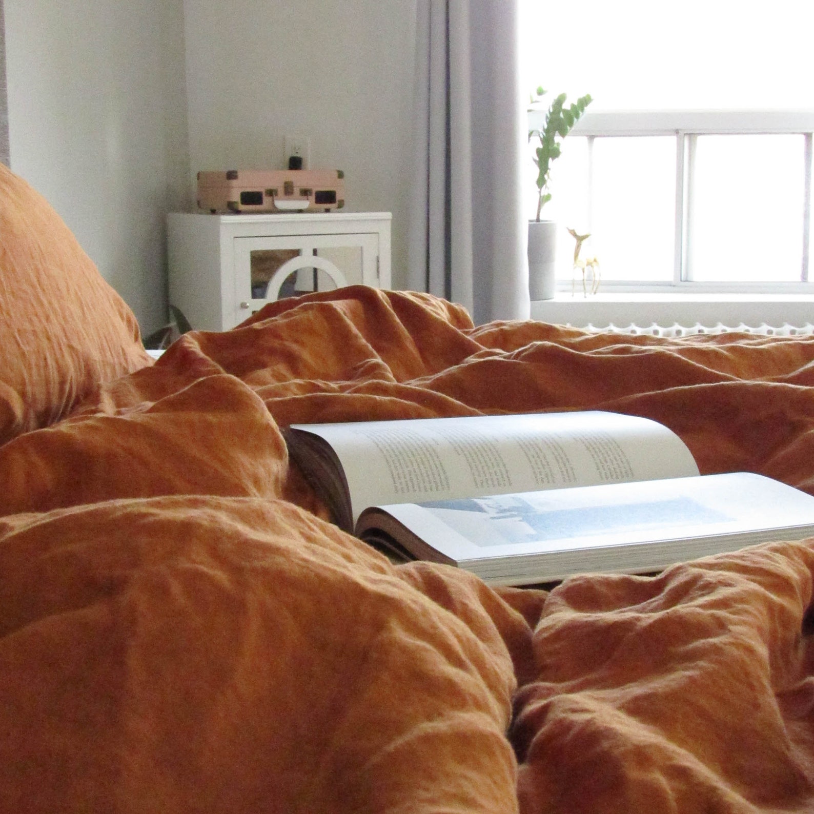 Linen Duvet Cover in Rust. Washed Linen Bedding. Rustic Linen. Natural ...