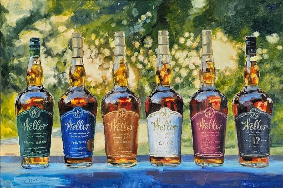 Weller Lineup- Original Signed Art Print of Bourbon Bottles With White ...