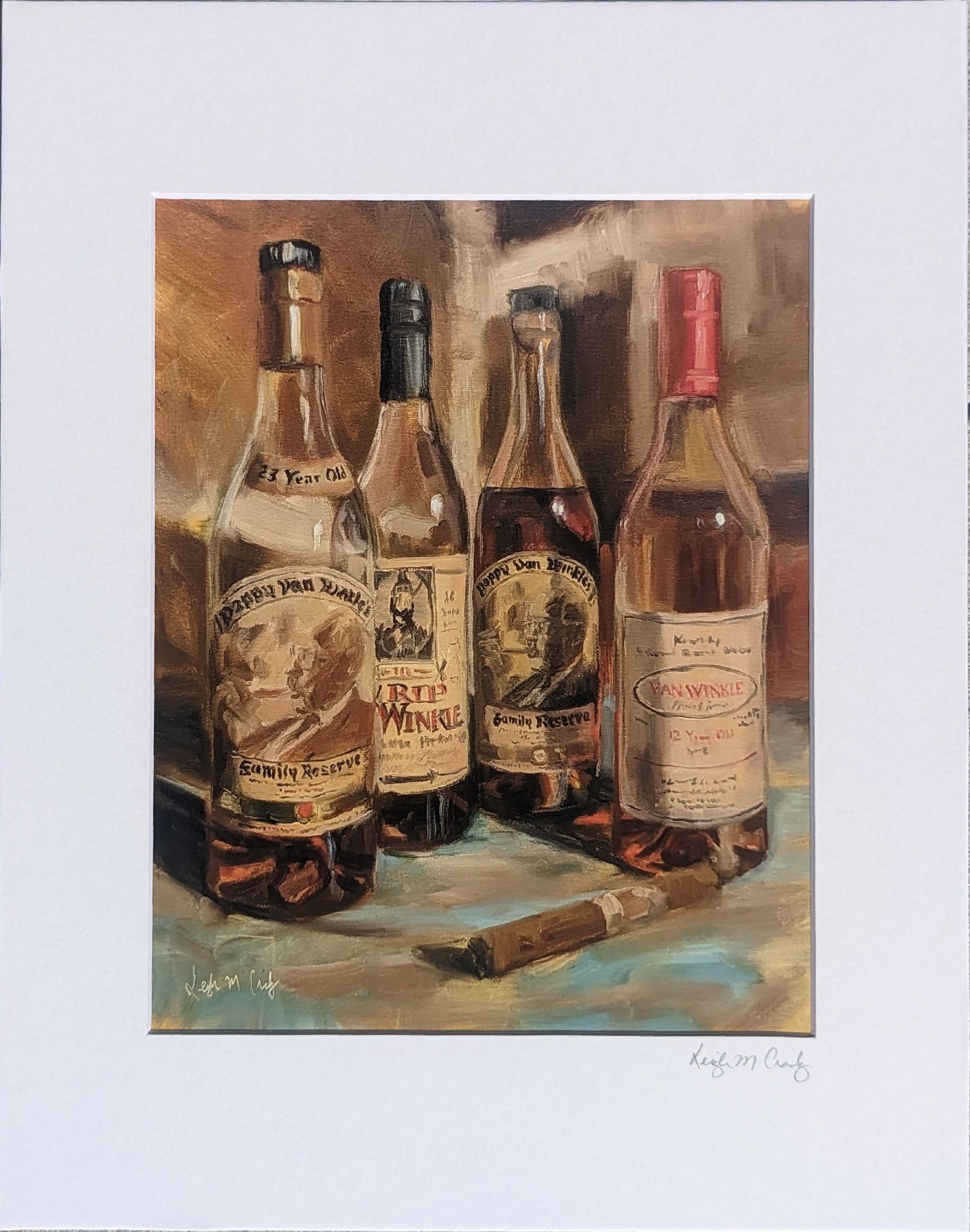 Four Pappys- Original Signed Art Print of Bourbon Bottles With White ...