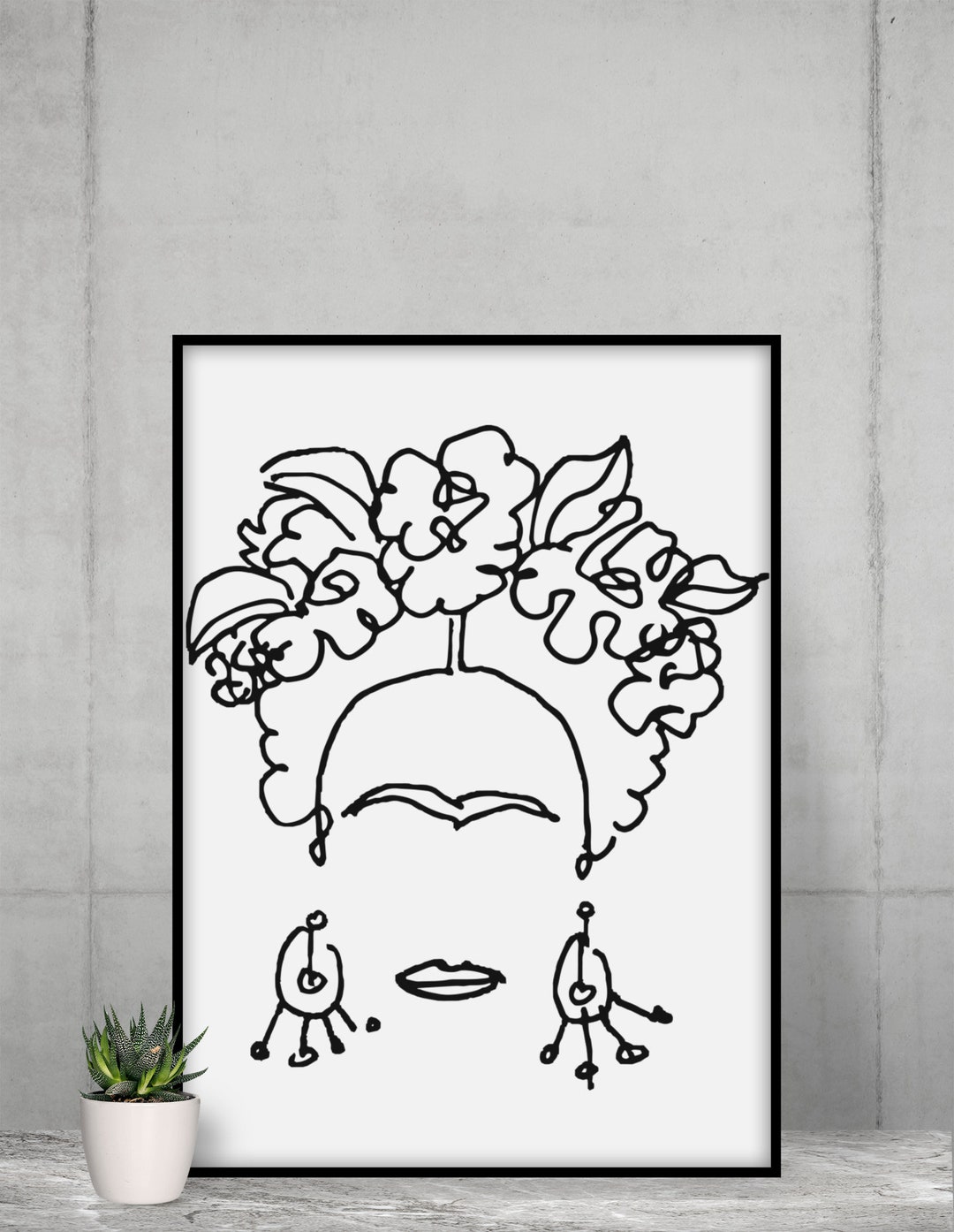 FRIDA KAHLO PRINT / Poster of Frida Kahlo / One Line Drawing, Line Art ...