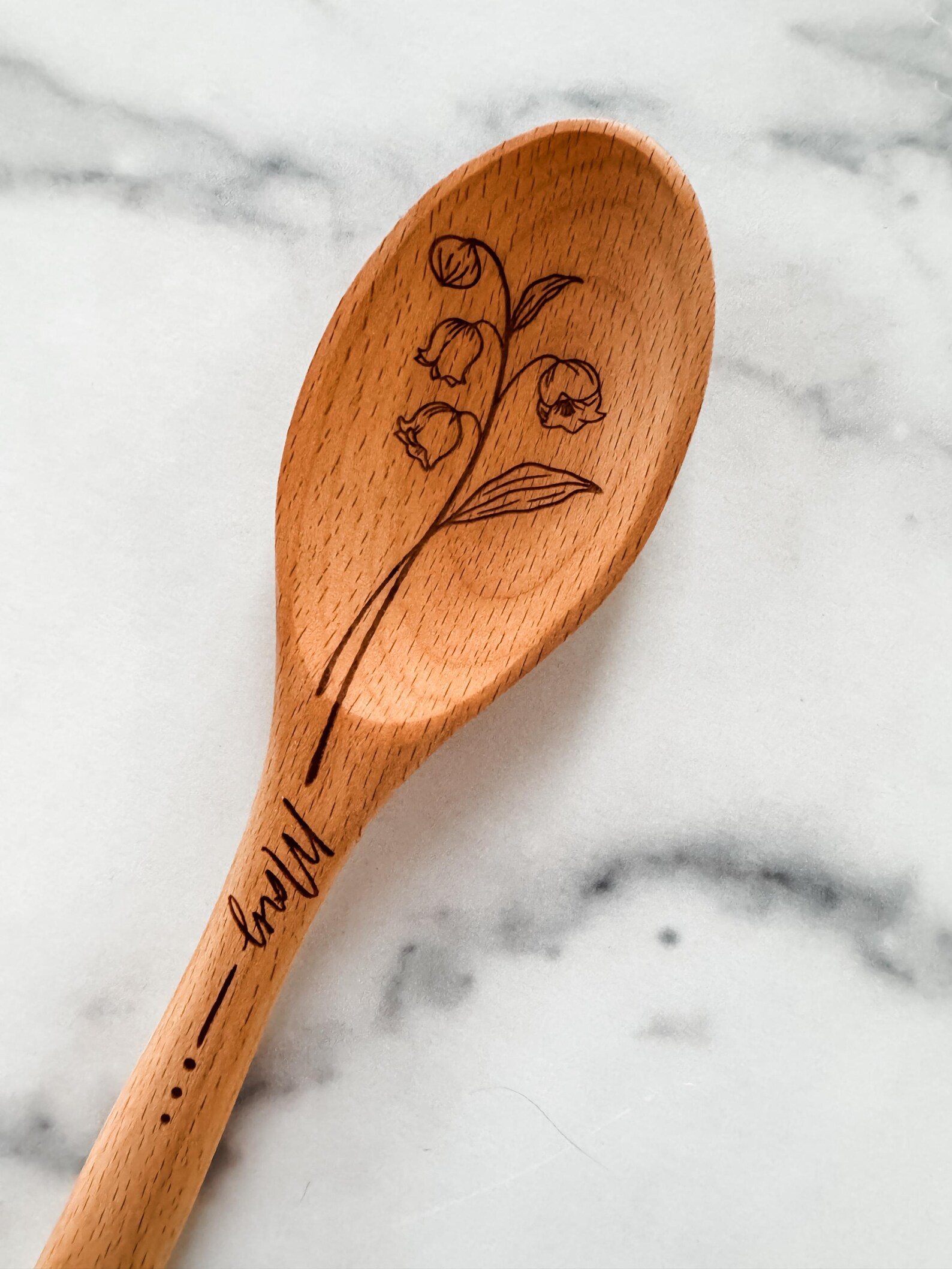 Engraved Birth Month Flower Wooden Kitchen Utensil, Cooking Gifts for ...