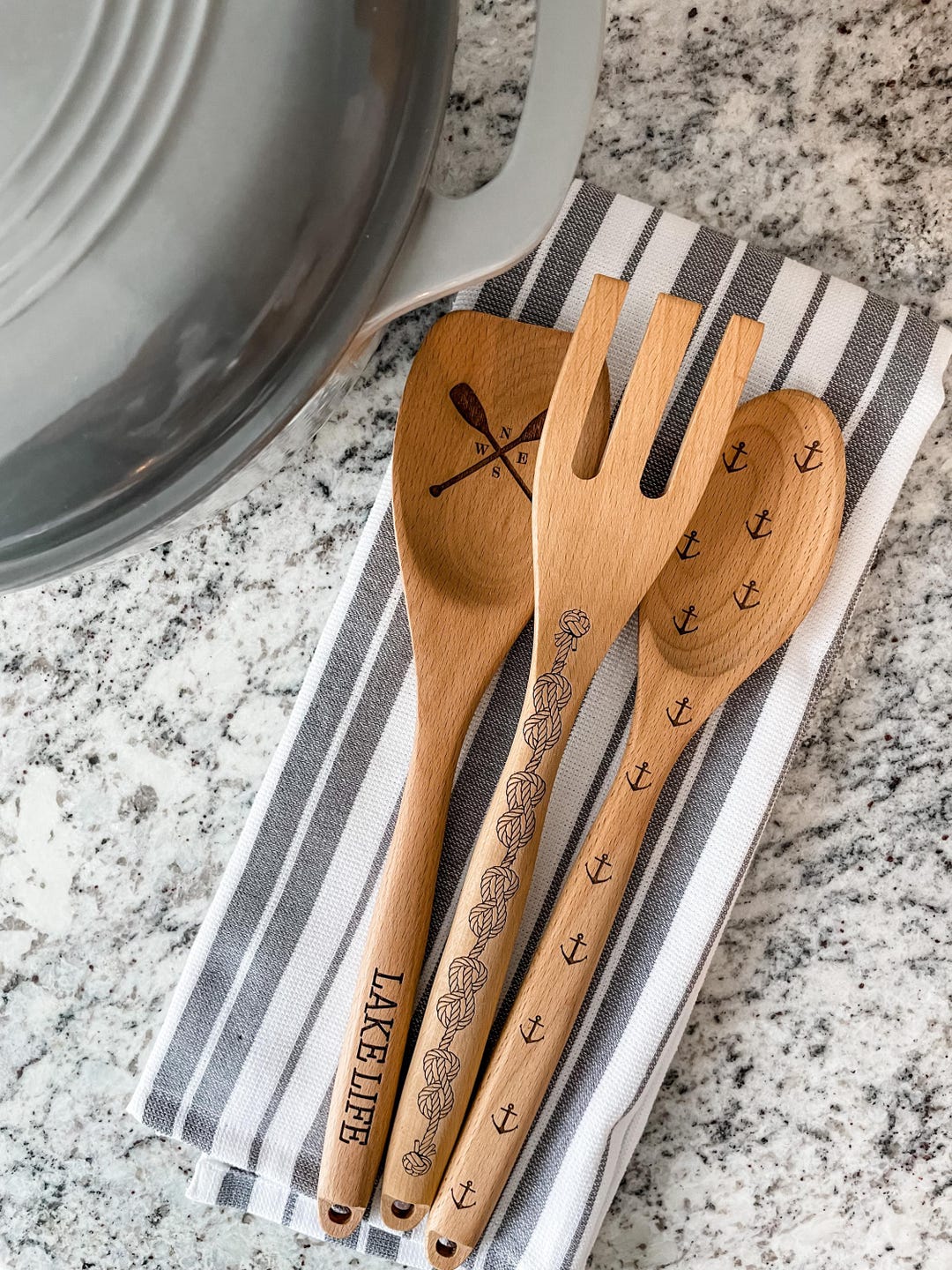 Engraved Wooden Utensil Set, Cooking Gifts for Her, Housewarming Gift ...