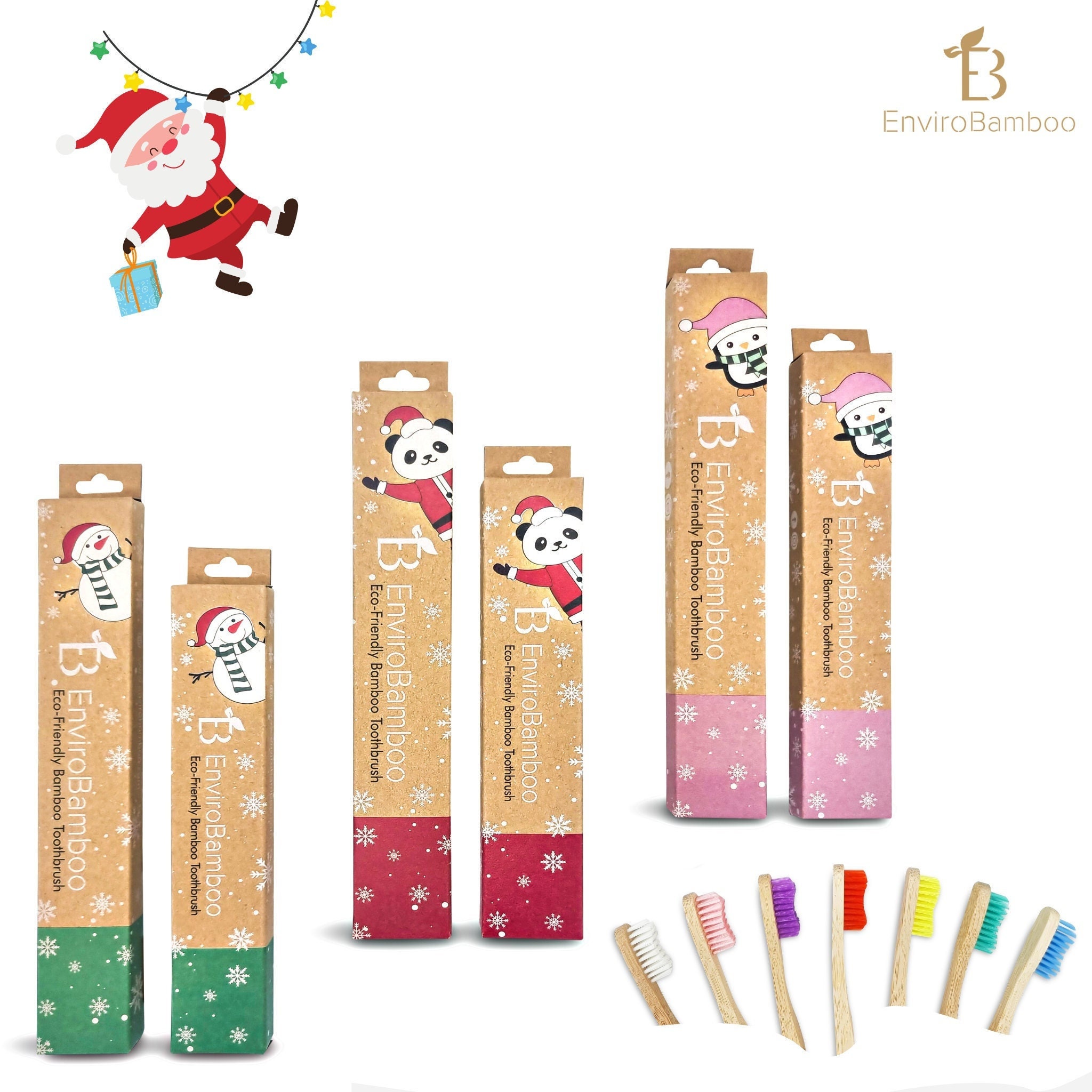 Christmas Bamboo Toothbrush Soft /medium Bristles for Kids & - Etsy UK